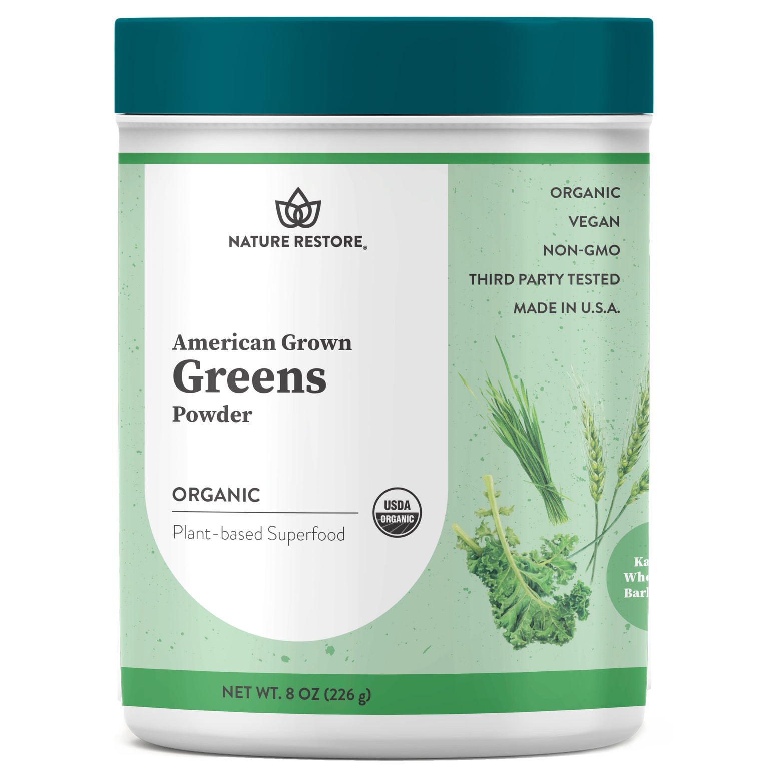 American Grown Greens Powder, Organic Wheatgrass, Kale, Barley Grass ...